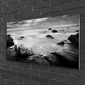 Obraz na skle Skála Moře Krajina 100x50 cm