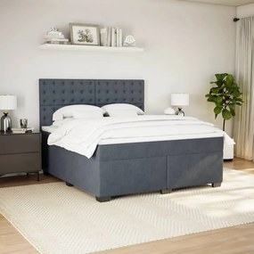 Box spring postel s matrací tmavě šedá 180x200 cm samet 3293291