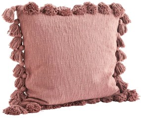 MADAM STOLTZ Bavlněný povlak na polštář Tassels Rose 60 × 60 cm, růžová barva, textil