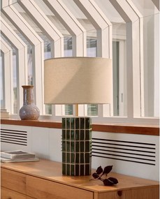 Zelená/krémová stolní lampa s textilním stínidlem (výška 61,5 cm) Rue – Kave Home