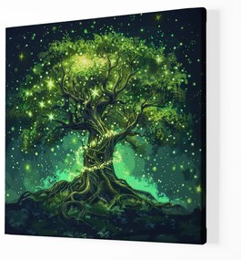 Obraz na plátně - Strom života Světelná koruna FeelHappy.cz Velikost obrazu: 100 x 100 cm