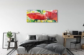 akrylový obraz červené květy 120x60 cm