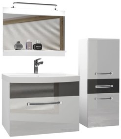 Koupelnový nábytek Belini Premium Full Version bílý lesk / šedý lesk
+ umyvadlo + zrcadlo + LED osvětlení Glamour 28