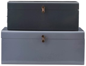 House Doctor Kovový box Metal Blue/Grey Menší, modrá barva, šedá barva, kov