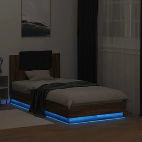 Rám postele s čelem a LED osvětlením hnědý dub 75 x 190 cm 3210072