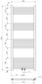 Erga Simple, topné těleso 1300x500 mm, 519 W, černá, ERG-LAV-SIMP-13050-BK