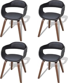 vidaXL Jídelní židle 4 ks tmavě šedé textil a ohýbané dřevo [279477] Barva: Černá