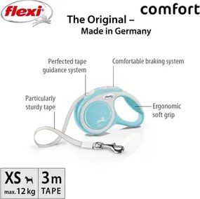 Flexi Comfort XS pásek 3m světle modré / Vodítko