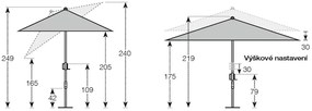 KNIRPS Apoll 230 x 150 cm - prémiový zahradní slunečník světle šedá