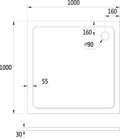 Olsen Spa Venets 100 x 100 x 3 cm VANKCTVE10 sprchová vanička