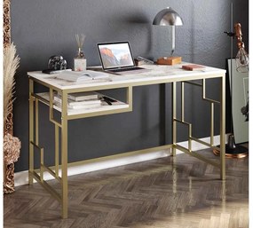 Designový psací stůl Yaiza 120 cm bílo-zlatý