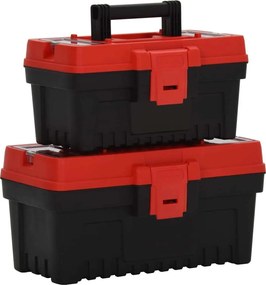 vidaXL 2dílná sada boxů na nářadí černá a červená polypropylen [152102]