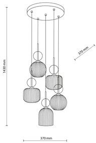 Lustr na lanku SOPHIA 5xE14/10W/230V černá/kouřová béžová