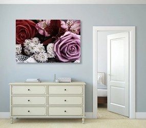 Obraz retro kytice růží - 120x80 cm