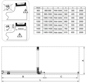 BPS-koupelny Posuvné sprchové dveře HYD-ATA 150 chrom/transparent pro instalaci do niky - bez vaničky
