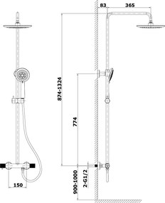 Sapho, SOLARIS sprchový sloup s termostatickou baterií, chrom, WD139