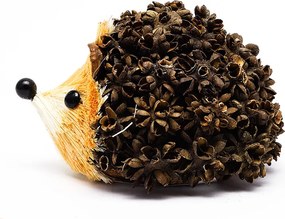 Dřevěný dekorace ježek z přírodní šišky 11 × 8,5 cm