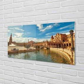 Obraz na skle architektura Spain Old Market 125x50 cm