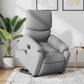 Zvedací masážní polohovací křeslo světle šedé textil 3204836