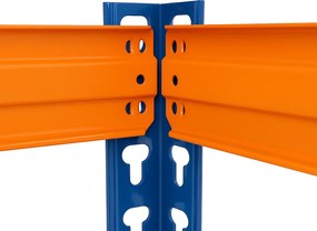 Regál 200x90x50 cm lakovaný 5-policový, nosnost 100 kg - modro-oranžový