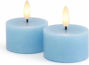 Sada LED čajové svíčky na baterie Sille Tealight, Ø 6 × 3,4 cm, modrá obloha, z pravého vosku, balení 2 ks