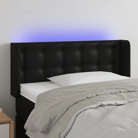 Čelo postele s LED černé 83 x 16 x 78/88 cm umělá kůže 3123308