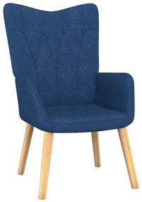 vidaXL Relaxační křeslo se stoličkou modré textil
