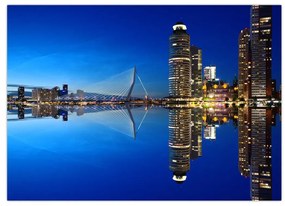 Obraz - noční Rotterdam (70x50 cm)