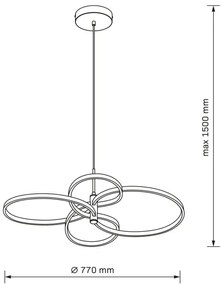 LED Lustr na lanku RIBBON LED/37W/230V 4000K černá