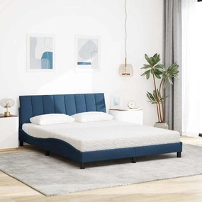 Postel s matrací Hanko modrá 160 x 200 cm textil 3310544