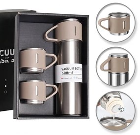 Termoska 500 ml se 3 šálky HOT&COLD, béžová