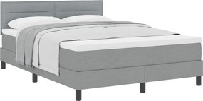 Postel s boxspringem s čelo Světle šedá 140 x 190 cm textil 3338608