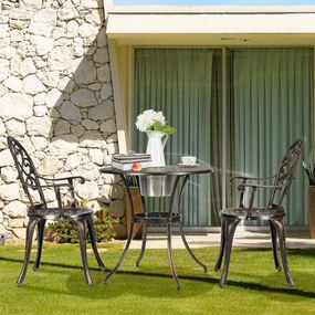 Costway Venkovní bistro set ze 3 dílů litého hliníku, starožitný bronz