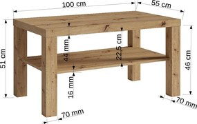 ADRK Furniture Konferenční stolek GOMEZ 100x55