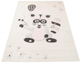 Dětský kusový koberec HAPPY H321A Mýval bílý růžový Rozměr: 120x170 cm