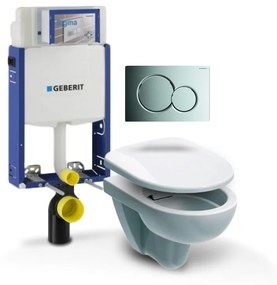 Závěsný WC set Geberit Kombifix (modul, tlačítko Sigma 01 chrom, Nova Pro klozet + sedátko) A2G