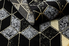 Behúň Gloss 400B 86 3D geometric black/gold, 60x300, čierna, obývacia izba, Dywany Łuszczów
