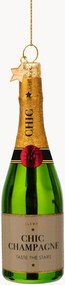 Ručně foukaná vánoční ozdoba Champagne Bottle