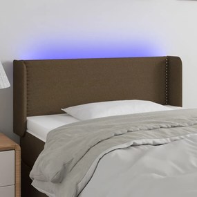 Čelo postele s LED tmavě hnědé 83 x 16 x 78/88 cm textil