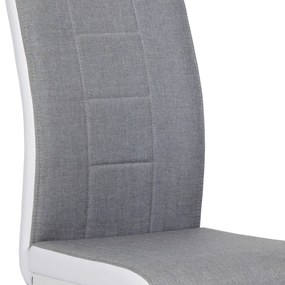 Jídelní židle chrom / šedá látka + bílá koženka Autronic DCL-410 GREY2