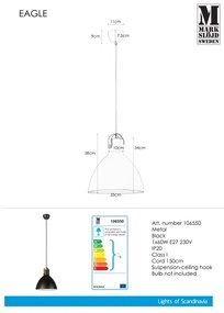Markslöjd 106550 - Lustr na lanku EAGLE 1xE27/60W/230V