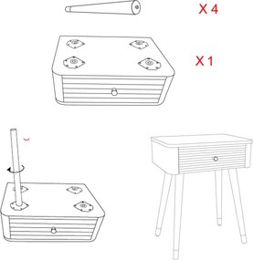 Noční stolek se zásuvkou a dřevěnou deskou