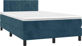 Box spring postel s matrací a LED tmavě modrá 120x190 cm samet 3270169
