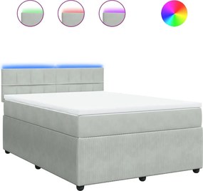 Box spring postel s matrací světle šedá 160x200 cm samet 3290082