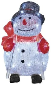 LED vánoční sněhulák, 28 cm, venkovní i vnitřní, studená bílá, časovač