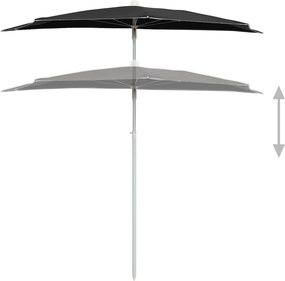 Zahradní půlkruhový slunečník s tyčí 180 x 90 cm černý 315565