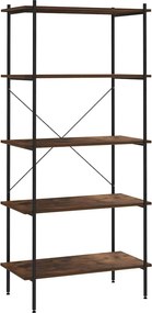 Policový regál s 5 policemi černý a přírodní 80 x 40 x 163 cm 336349