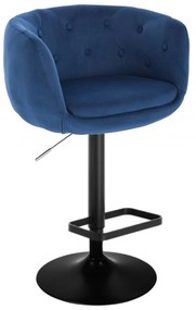 LuxuryForm DESIGN Barová židle MONTANA VELUR na černé kulaté podstavě - modrá
