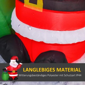 HOMCOM Vánoční dekorace Nafukovatelný Santa Claus venkovní vánoční dekorace, včetně ventilátoru, 1,2 m, červená + bílá