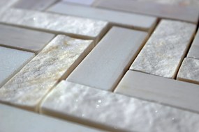 ALFIstyle Kamenná mozaika z mramoru, Herringbone white